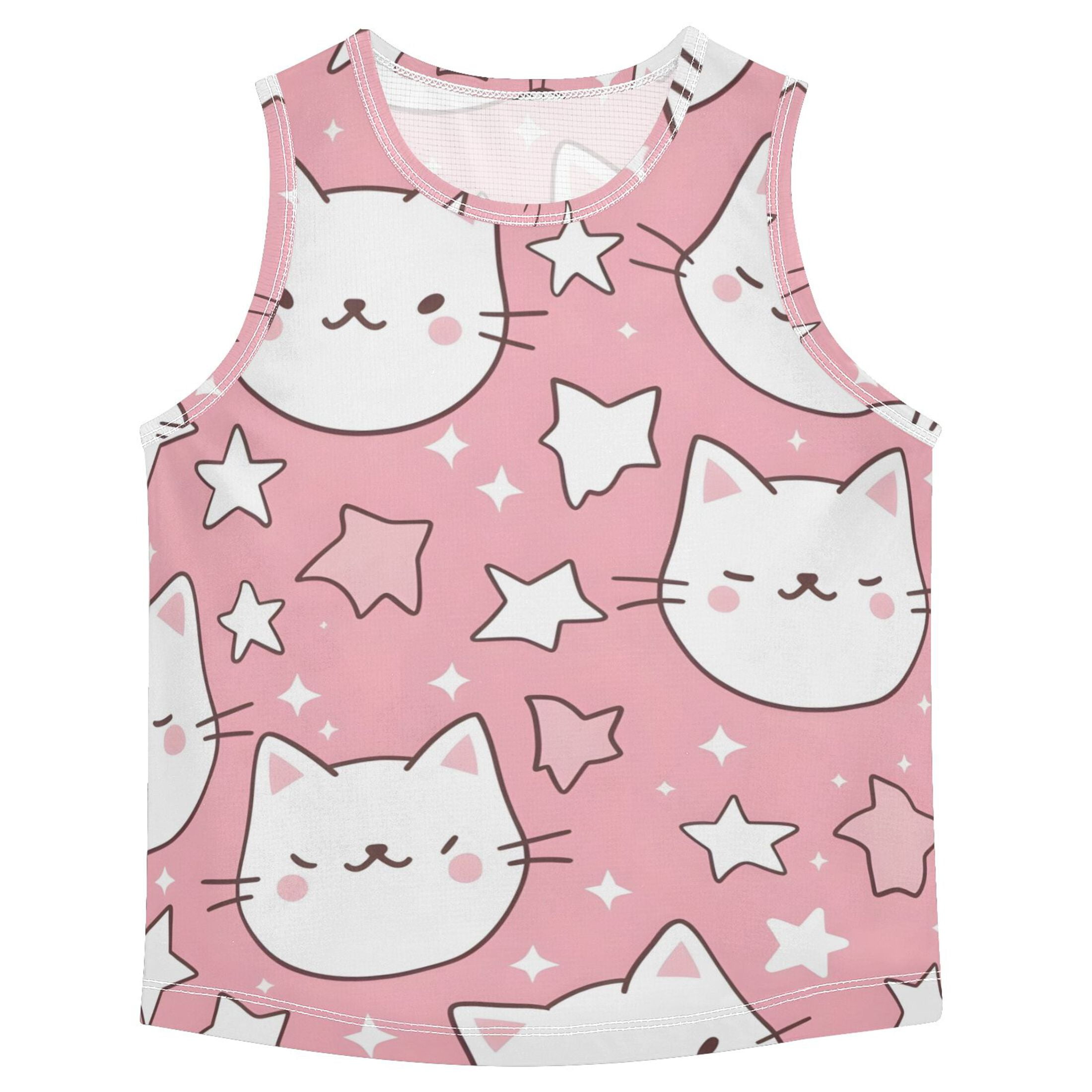 Cute Cartoon Cat Faces Stars Boys' Vest Undershirt Tank Top Sleeveless ...