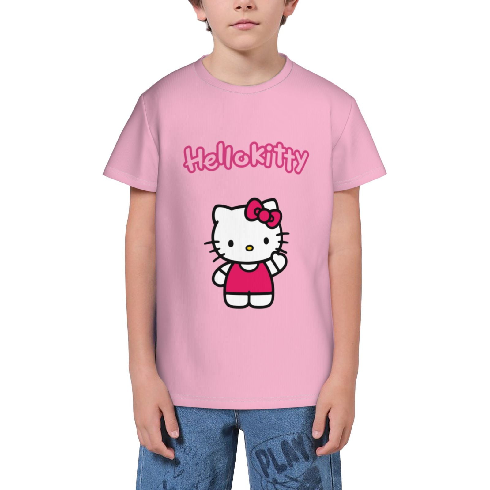 Cute Cartoon Cat Hello Ki-Tty Kids T-Shirt, Fashionable Children'S ...