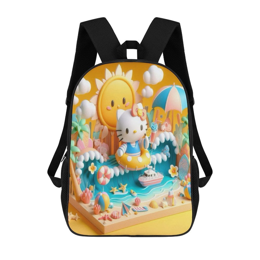 Cute Cartoon Cat Hello Ki-tty 17 Inch Large-capacity Adult Backpack ...
