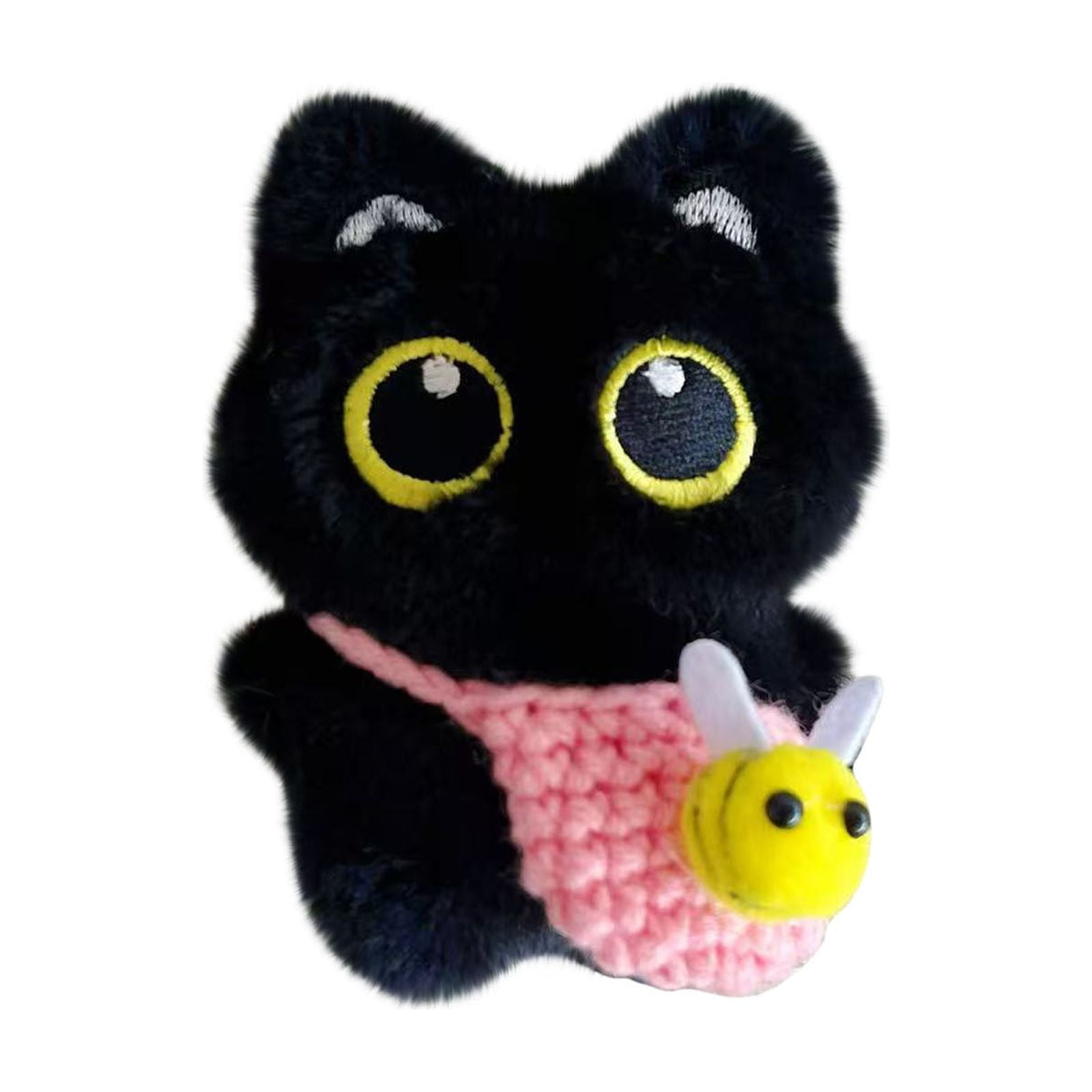 Cute Cartoon Cat Plush Keychain - Soft Velour Stuffed Animal Key ...