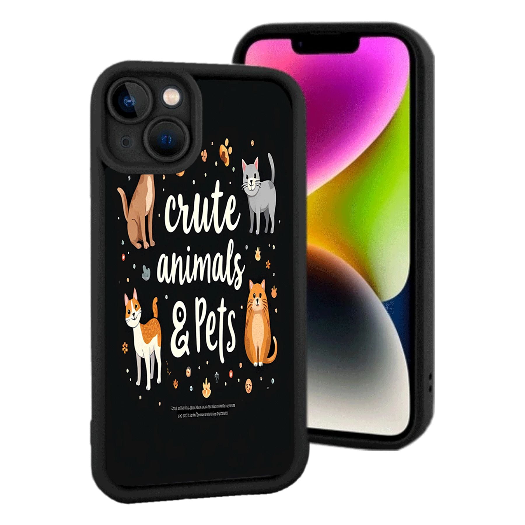 Cute Cartoon Cats Phone Case for iPhone 15 - Lightweight Yellowing ...