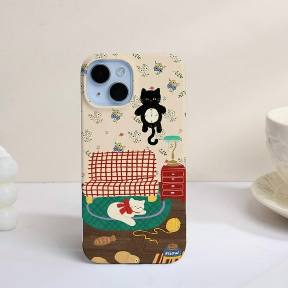 Cute Cartoon Cats Retro Artwork Phone Case Playful Feline with iPhone ...
