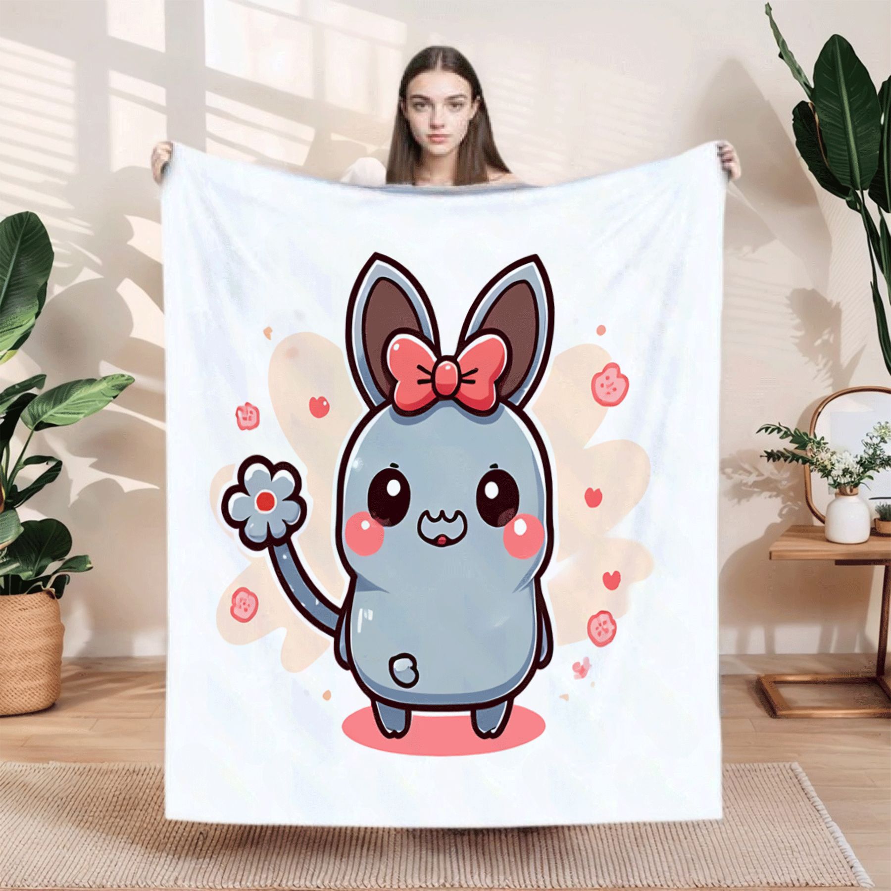 Cute Cartoon Character Flannel Blanket - Soft Warm Durable with Playful ...