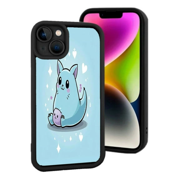 Cute Cartoon Character Phone Case for iPhone 15 - Light Blue Background ...