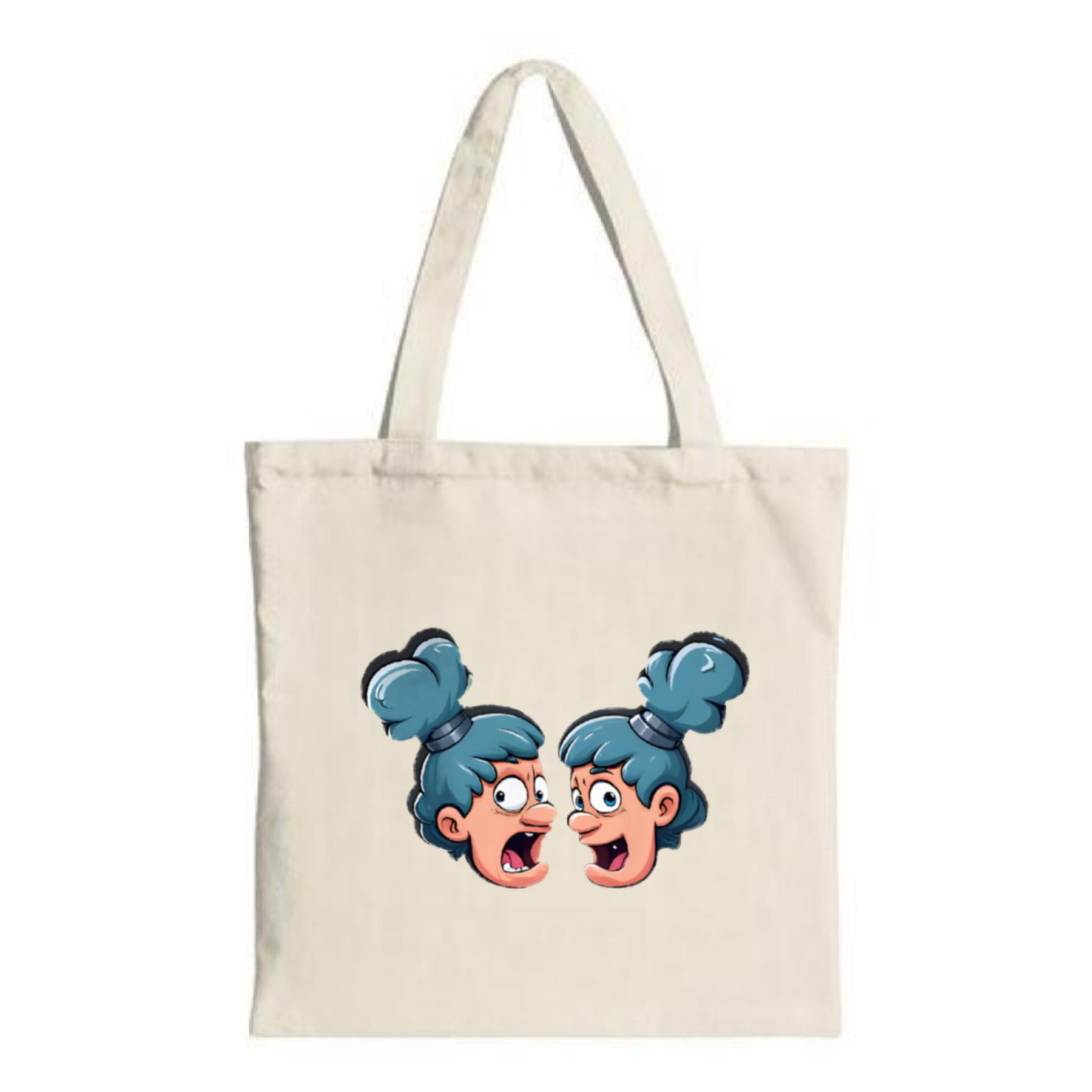 Cute Cartoon Characters Tote Bag - Blue - haired Surprised Expressions ...