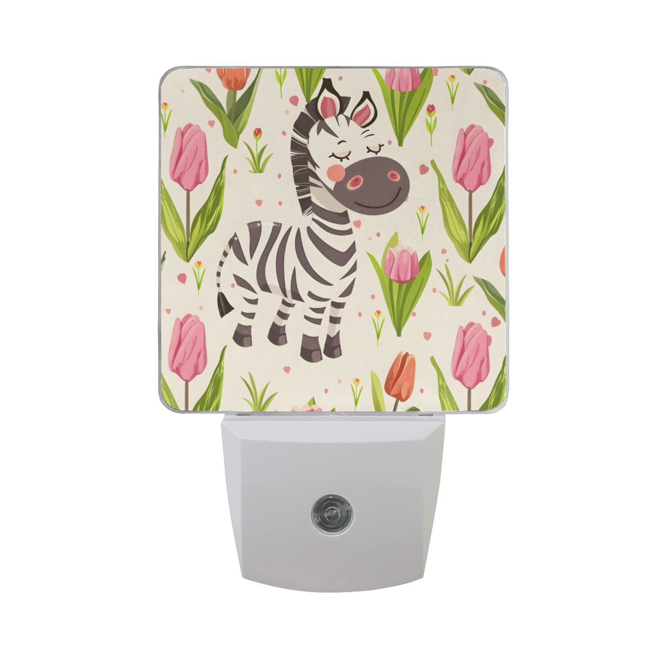 Cute Cartoon Cheerful Zebra LED Night Light Dusk to Dawn Sensor 2 Pack ...