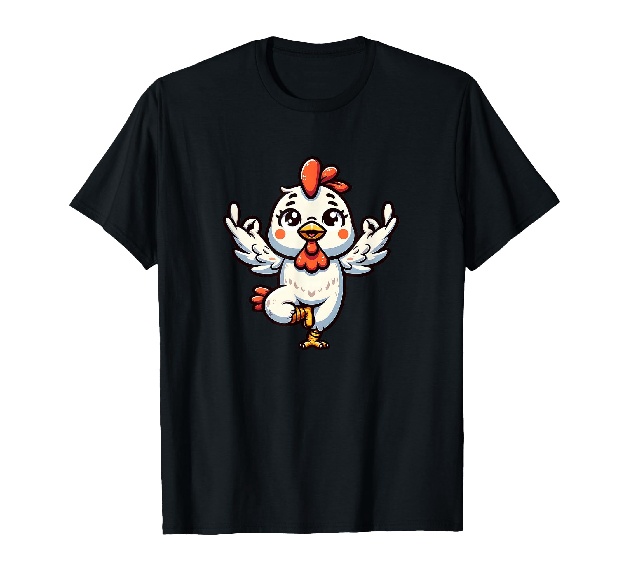 Cute Cartoon Chicken Fitness T-Shirt for Yoga and Gymnastics Workout ...