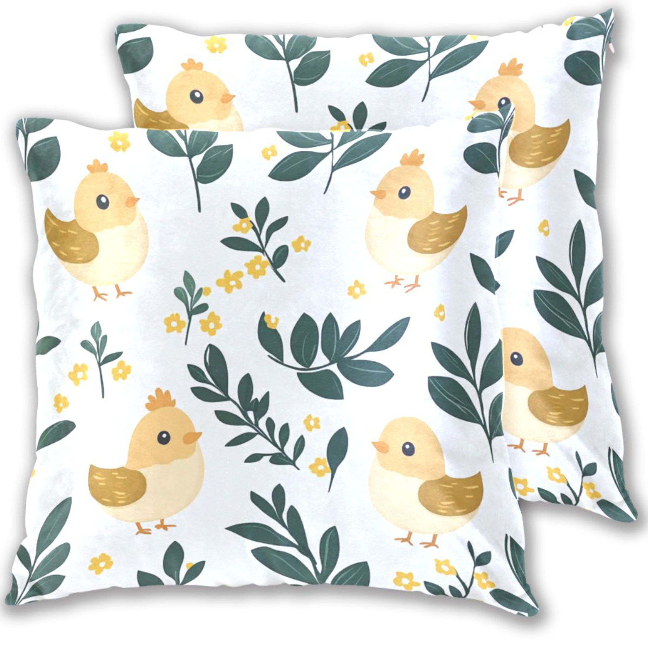 Cute Cartoon Chickens Throw Pillow Covers 16x16 Inch 2 Packs Decorative ...