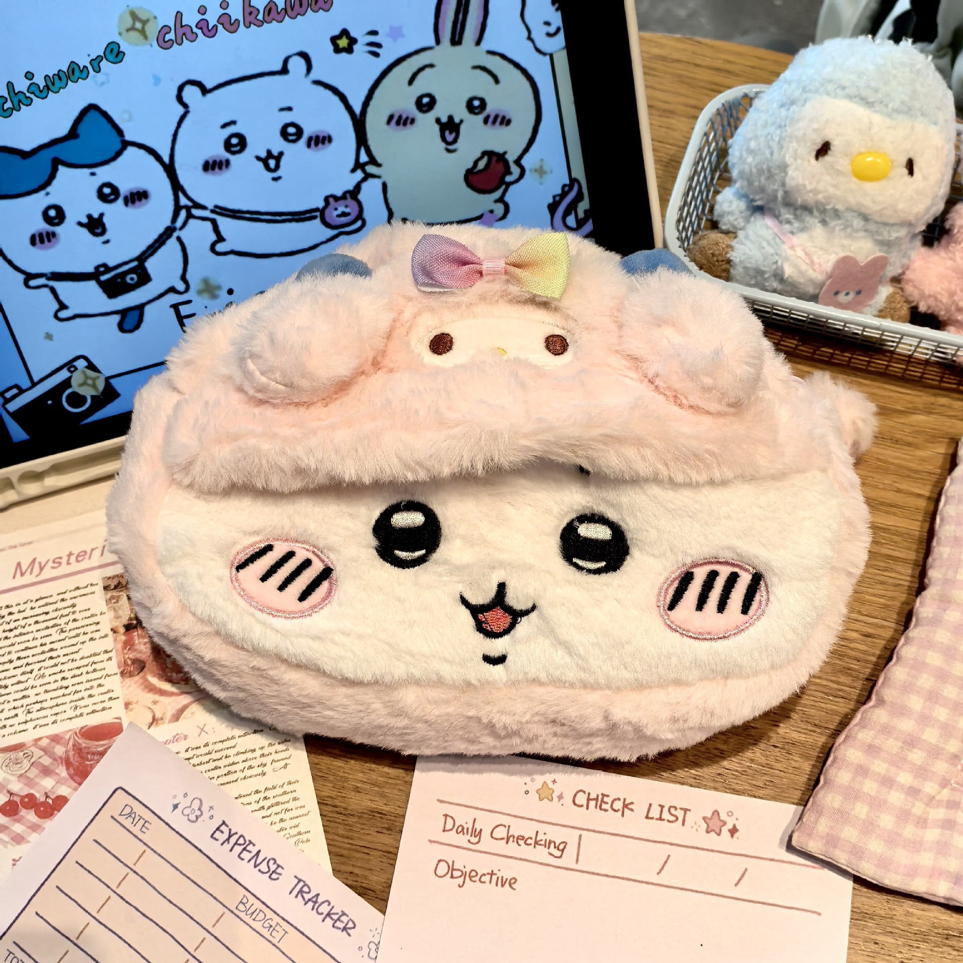 Cute Cartoon Chiikawa Plush Storage Bag Fit Kawaii Large Capacity ...