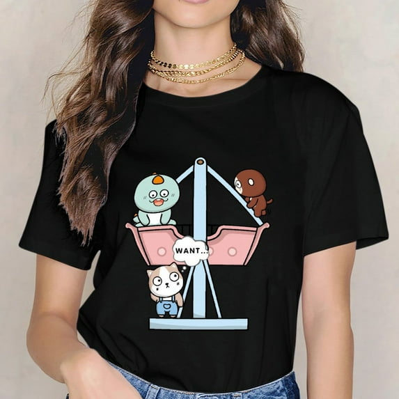 Cute Cartoon Chocolate & Lollipop Print T-Shirt 180g Cotton - Unisex ...