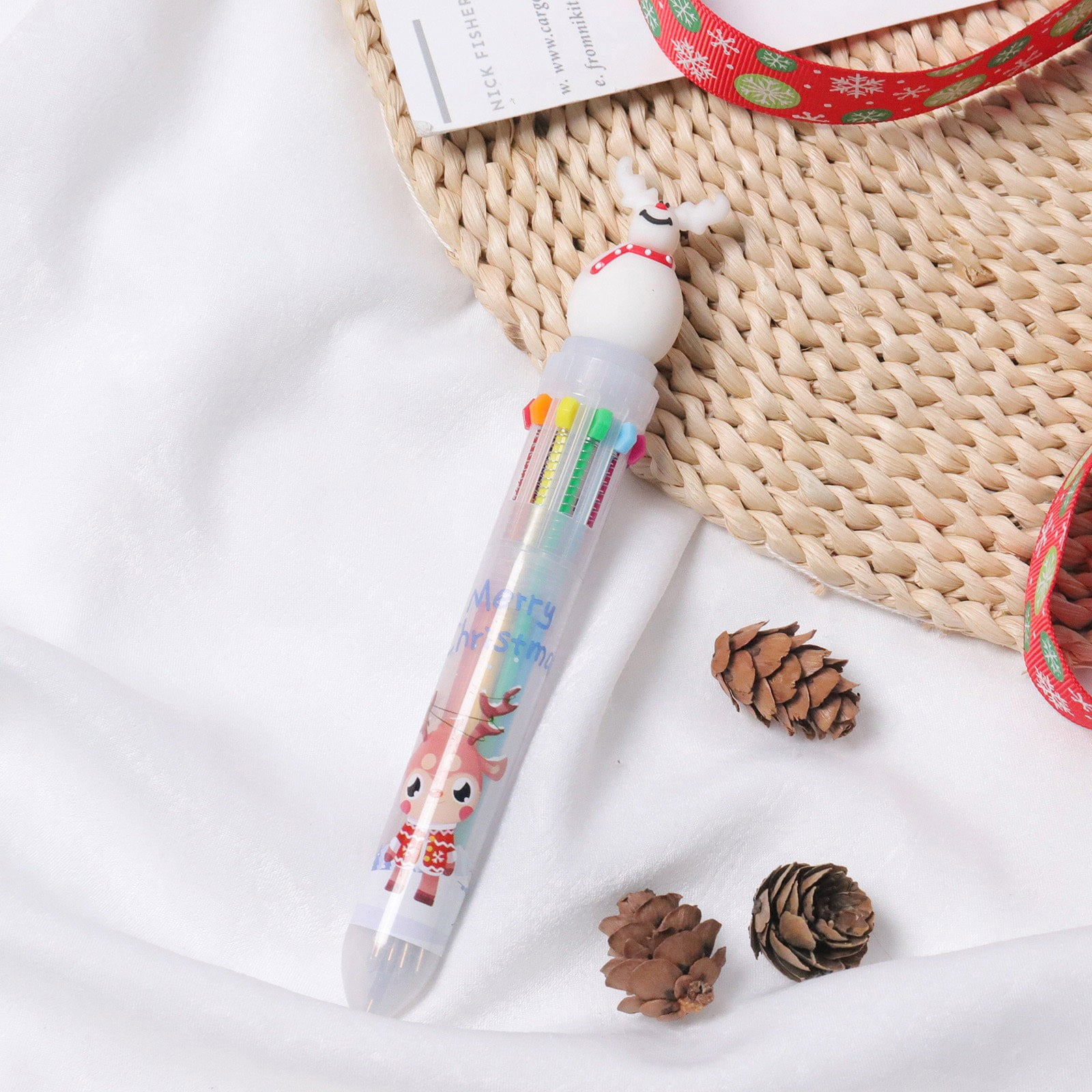 Cute Cartoon Christmas Ballpoint Pen 6 Color or 10 Color Multicolor Pen ...