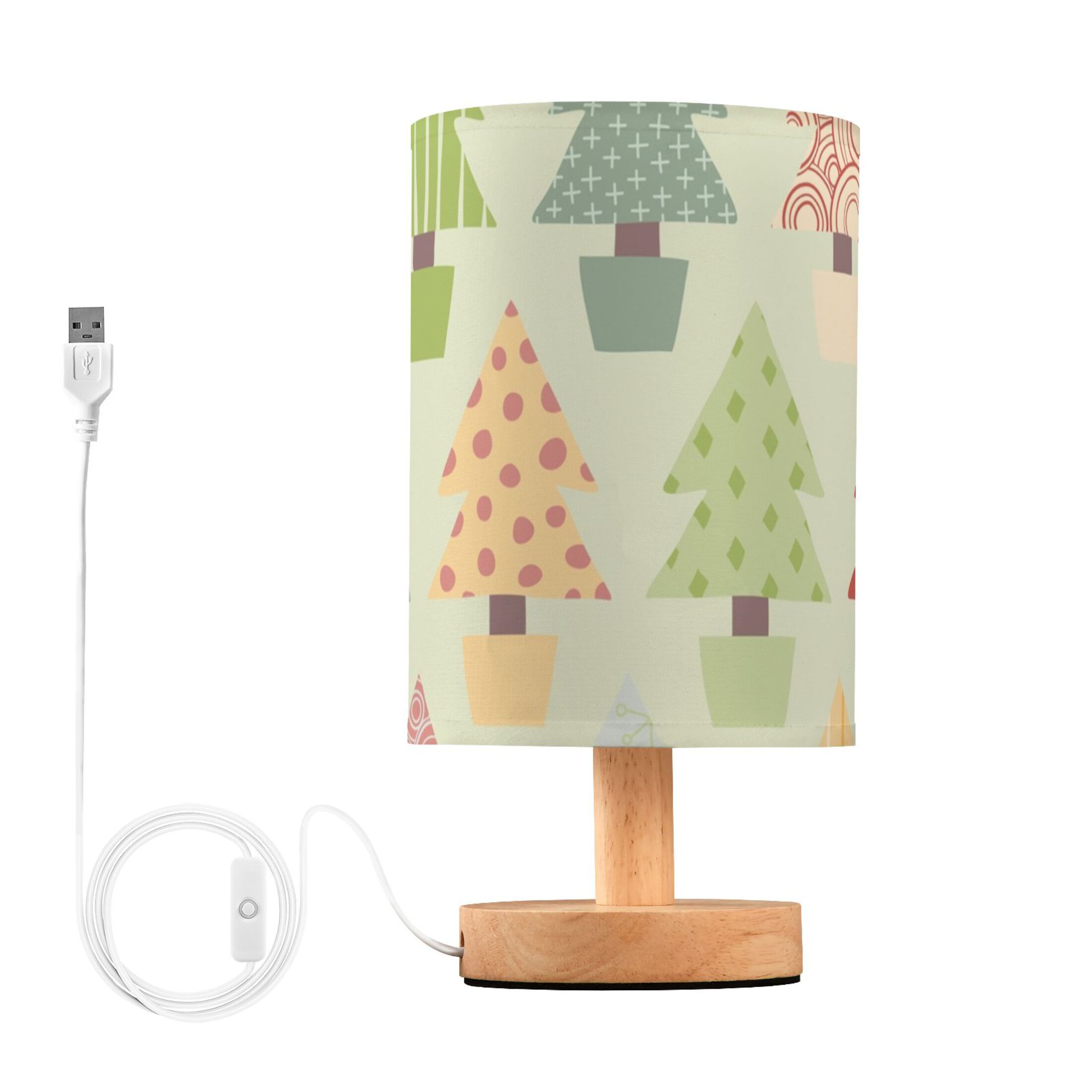 Cute Cartoon Christmas Tree Bedside Table Lamp LED Warm Lights with USB ...