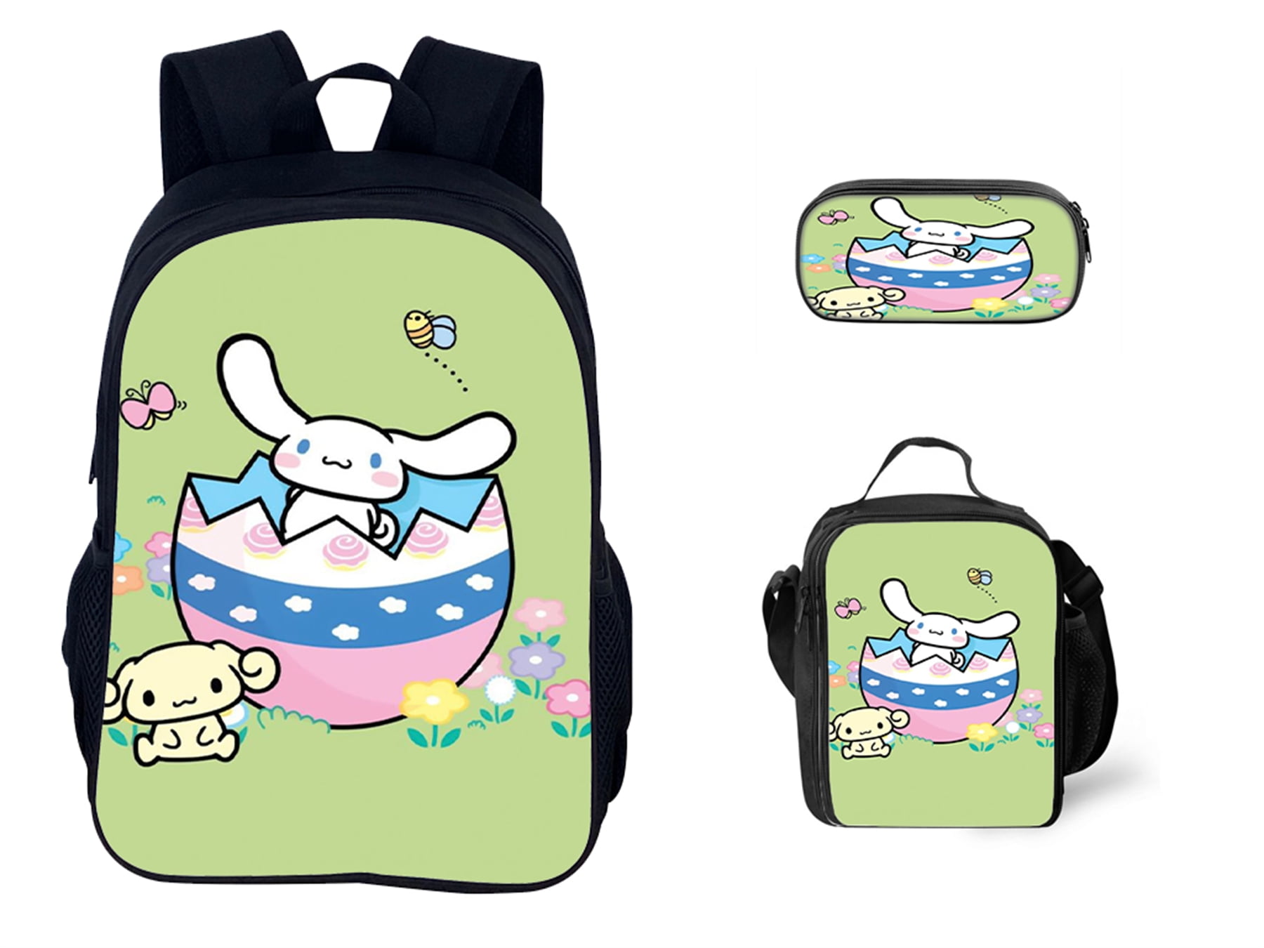 Cute Cartoon Cinnamoroll Backpack with Lunch Bag+Small Case,Student 3 ...