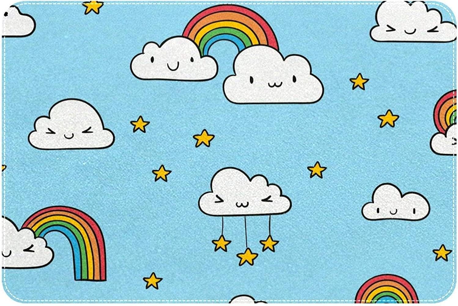 Cute Cartoon Clouds Rainbow Pattern Bath Rugs Absorbent Non Slip Door ...