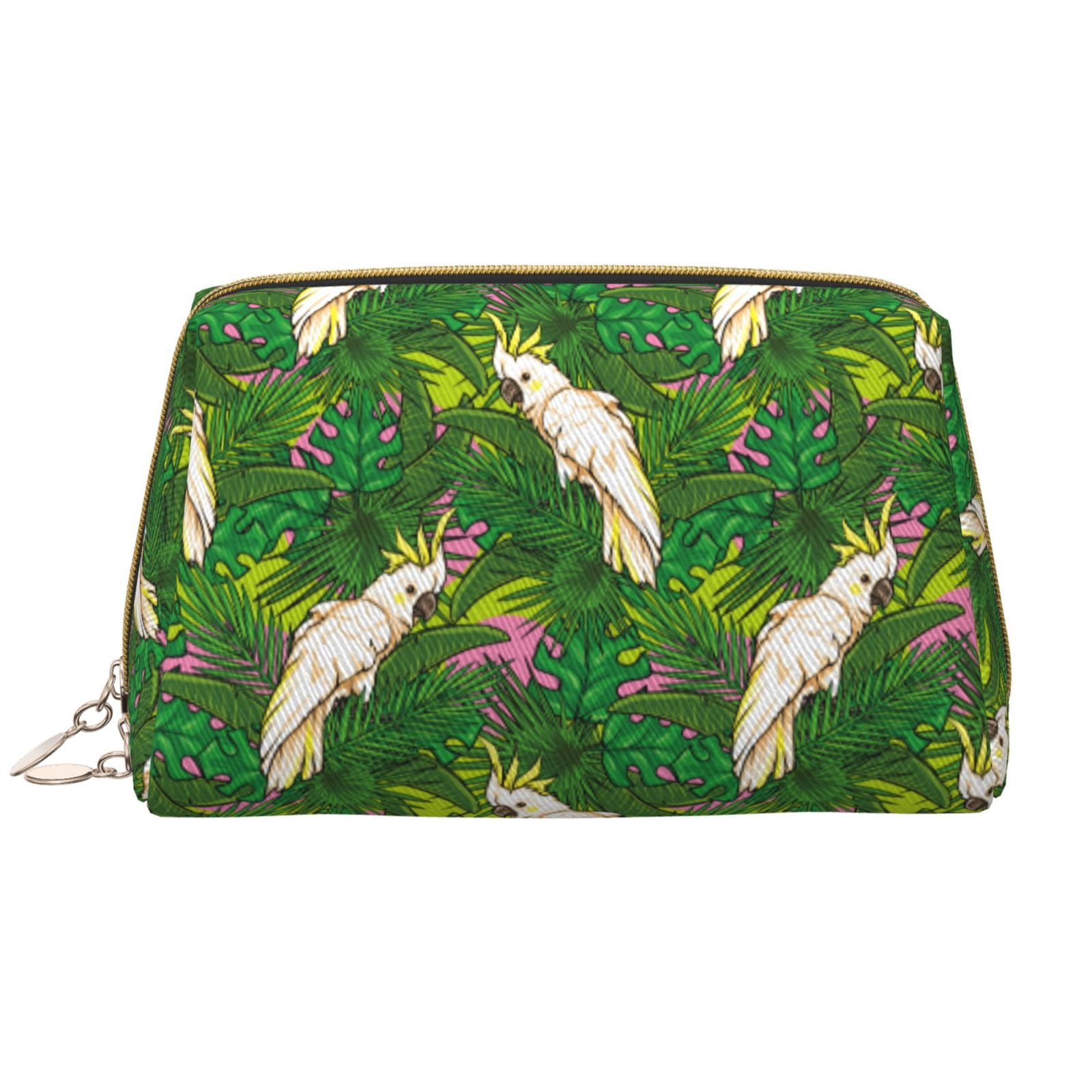 Cute Cartoon Cockatoo Parrot White Makeup Bag, Large Capacity Cosmetic ...