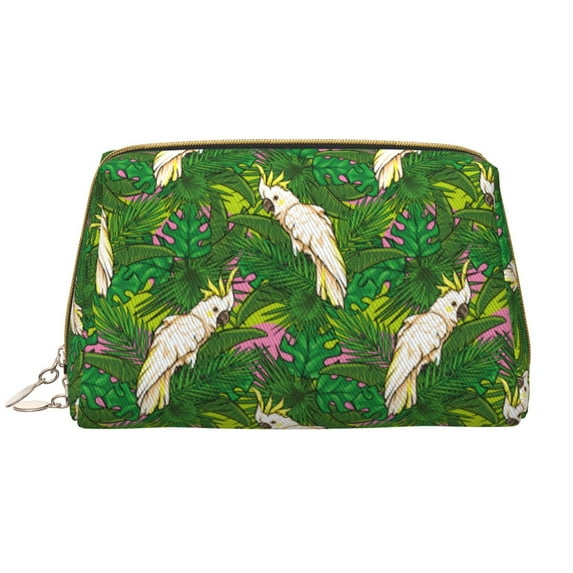 Cute Cartoon Cockatoo Parrot White Makeup Bag, Large Capacity Cosmetic ...