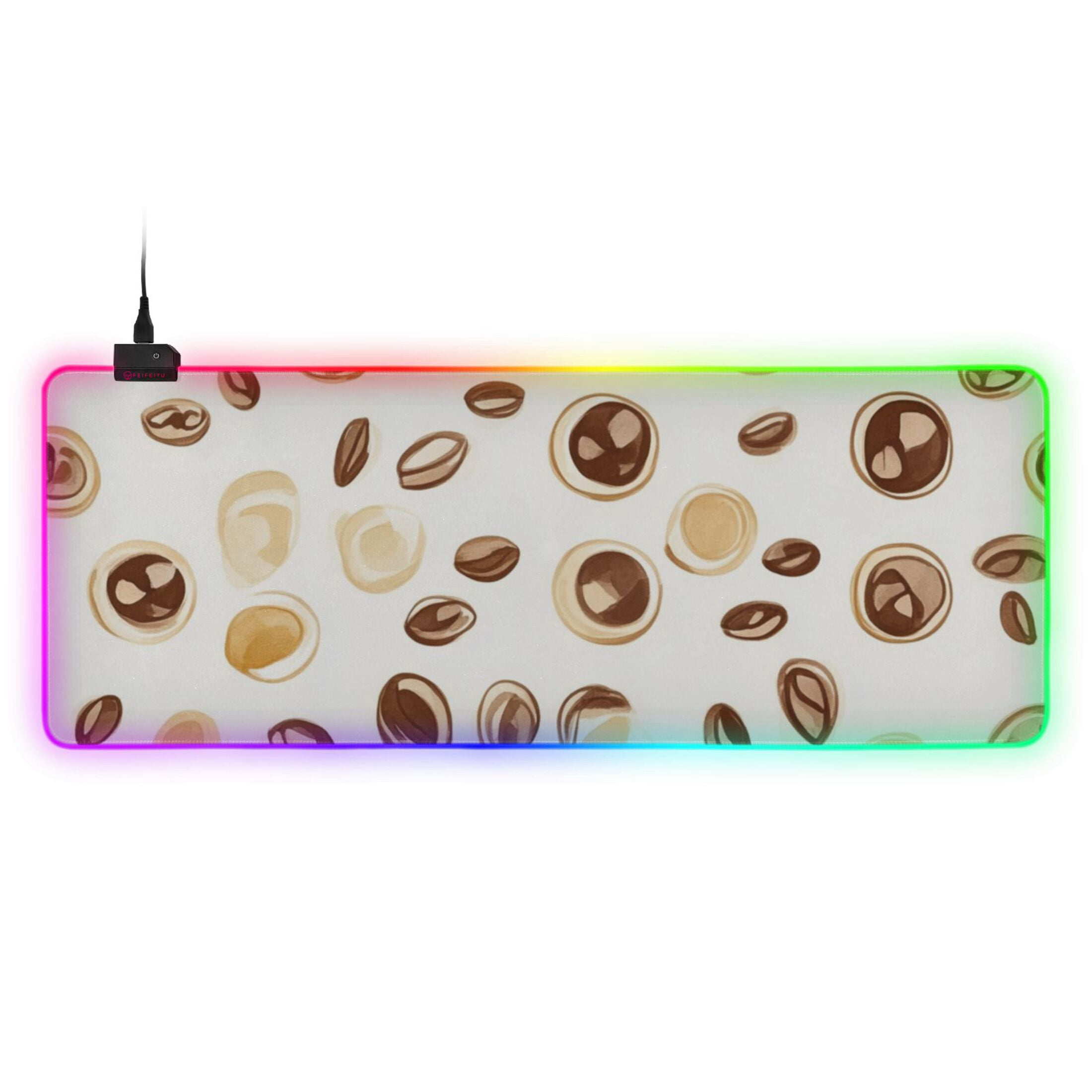 Cute Cartoon Coffee Bean RGB Gaming Mouse Pad Large Keyboard Mat Rubber ...
