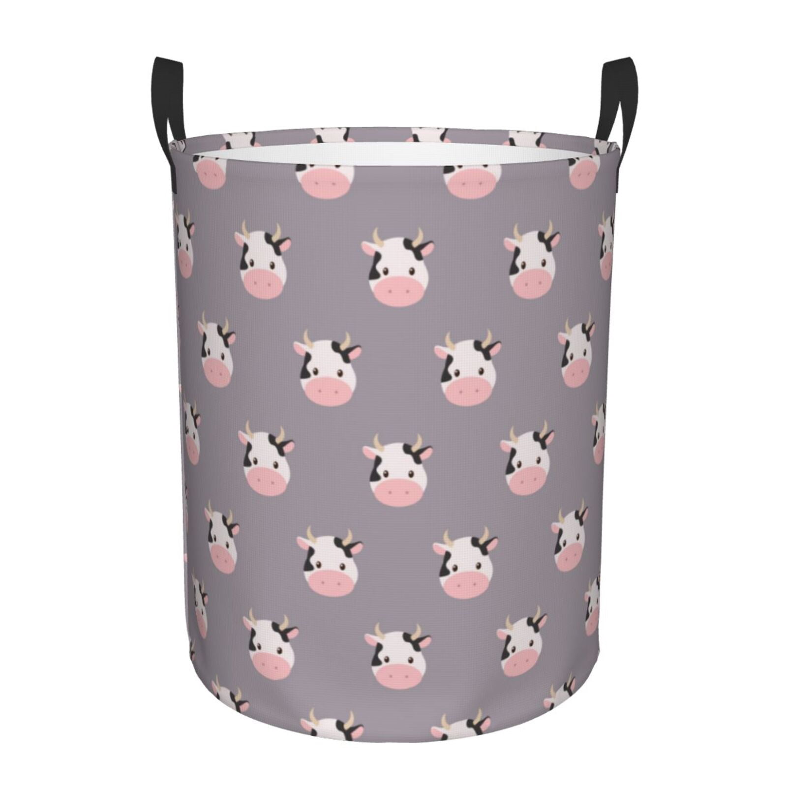 Cute Cartoon Cow Head Laundry Basket with Handles - Freestanding ...