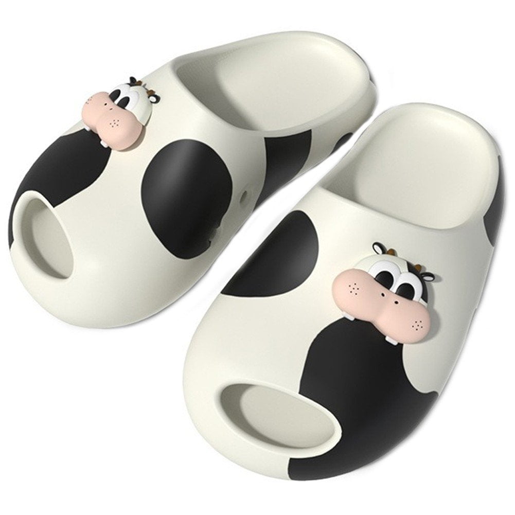 Cute Cartoon Cow Indoor Platform Slippers Women Summer Shoes Thick Sole ...