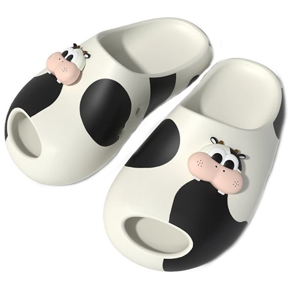 Cute Cartoon Cow Indoor Platform Slippers Women Summer Shoes Thick Sole ...