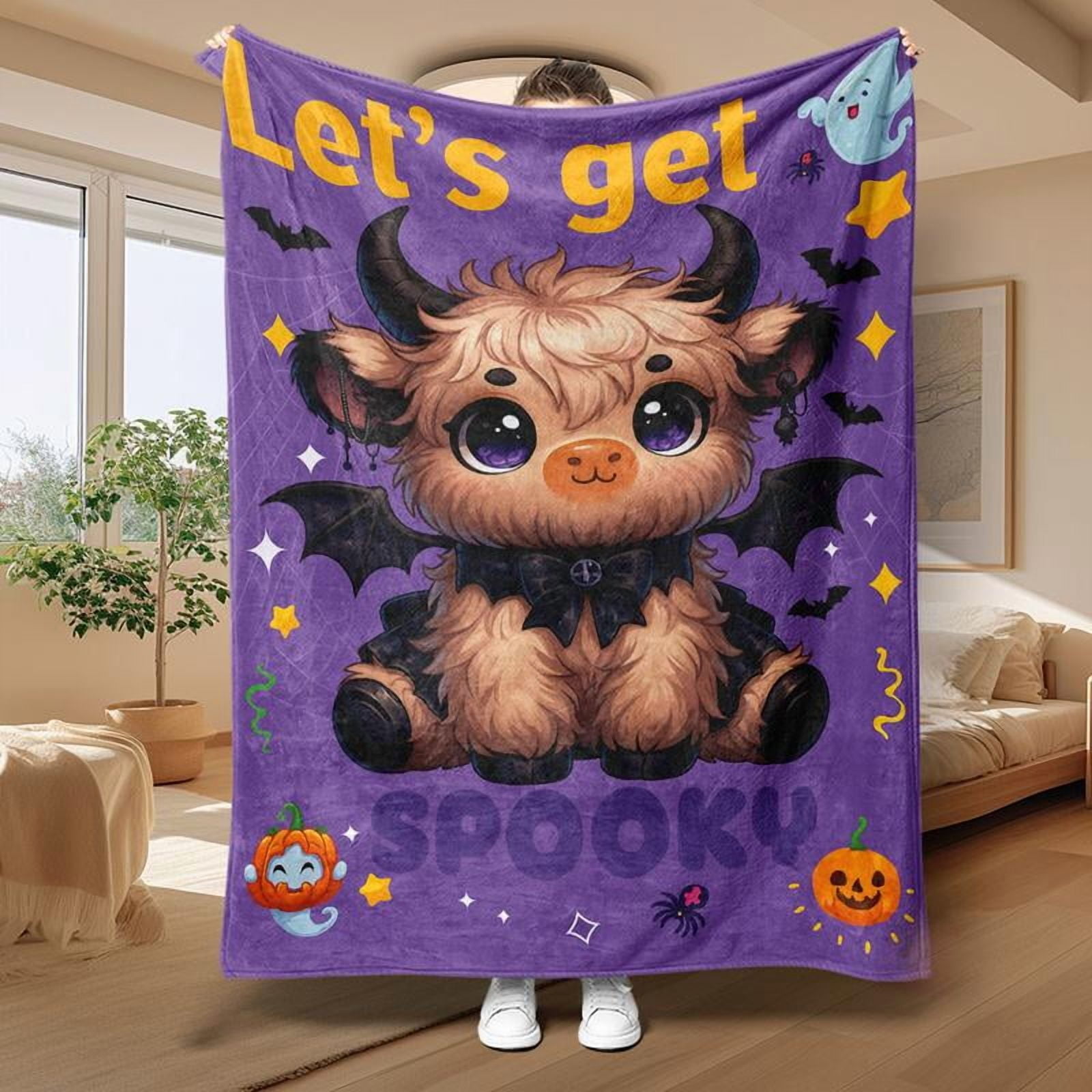 Cute Cartoon Cow Pattern Blanket, 1 Count Soft Comfortable Throw ...