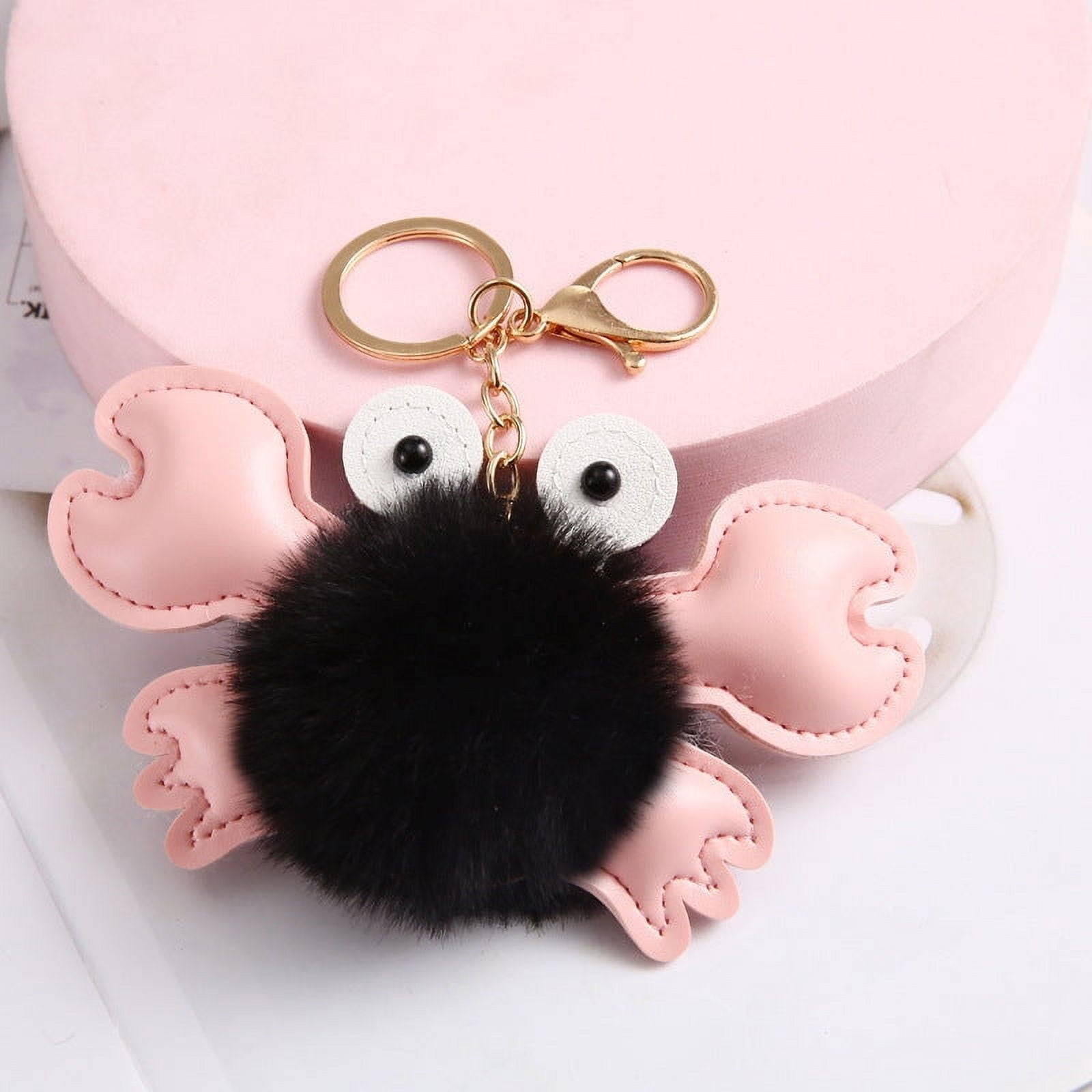 Crab Keychain Adorable Cartoon Crab Pendant Sewn Faux Leather Accessory ...