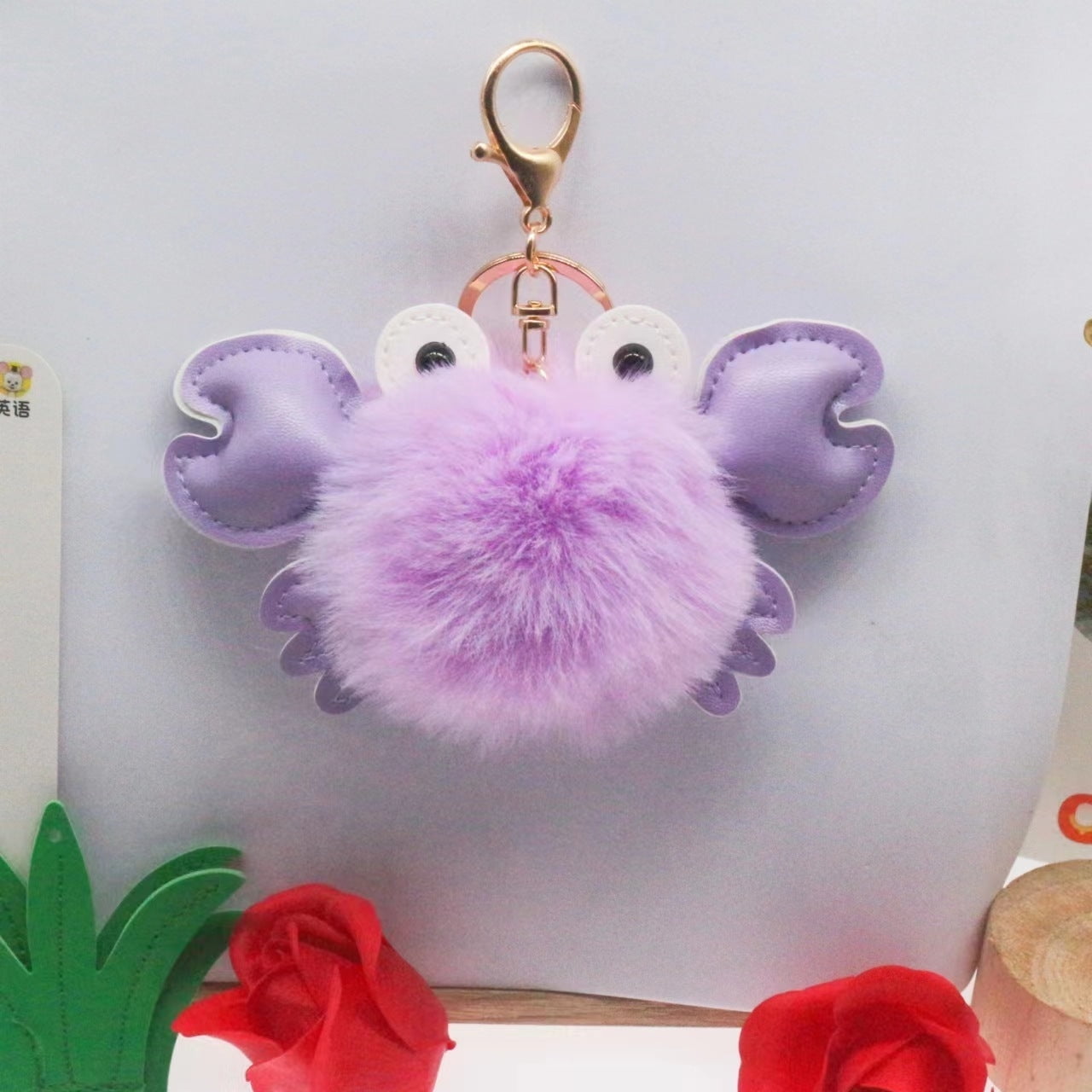 Cute Cartoon Crab Keychain Pendant: Adorable Sewn Artificial Leather ...