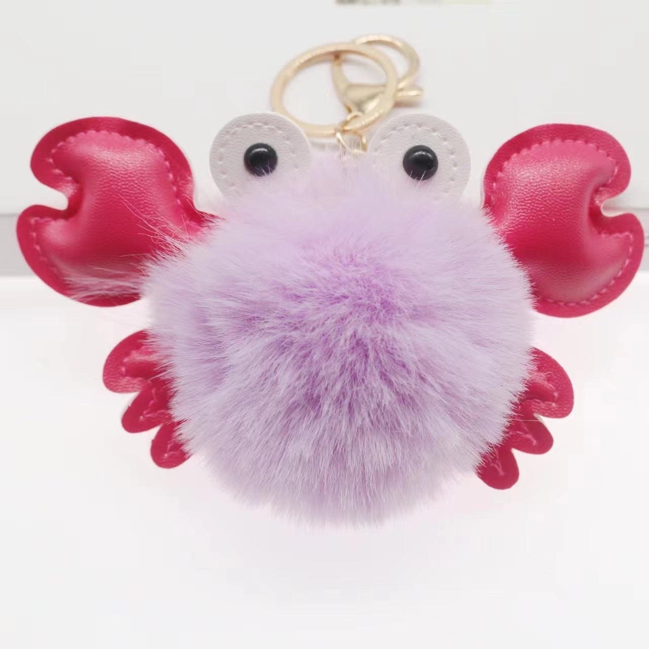 Crab Keychain Adorable Cartoon Crab Pendant Sewn Faux Leather Accessory ...