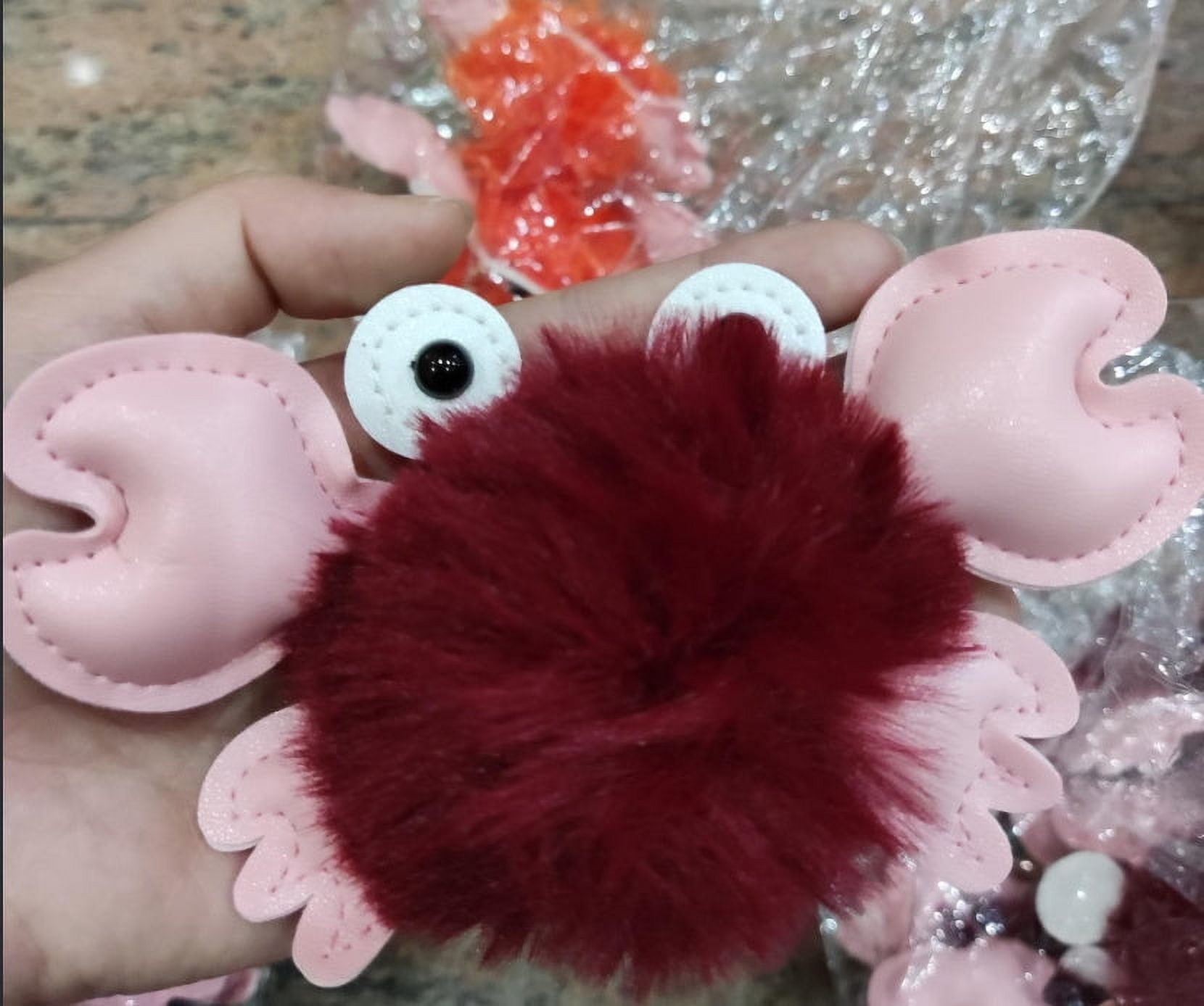 Crab Keychain Adorable Cartoon Crab Pendant Sewn Faux Leather Accessory ...