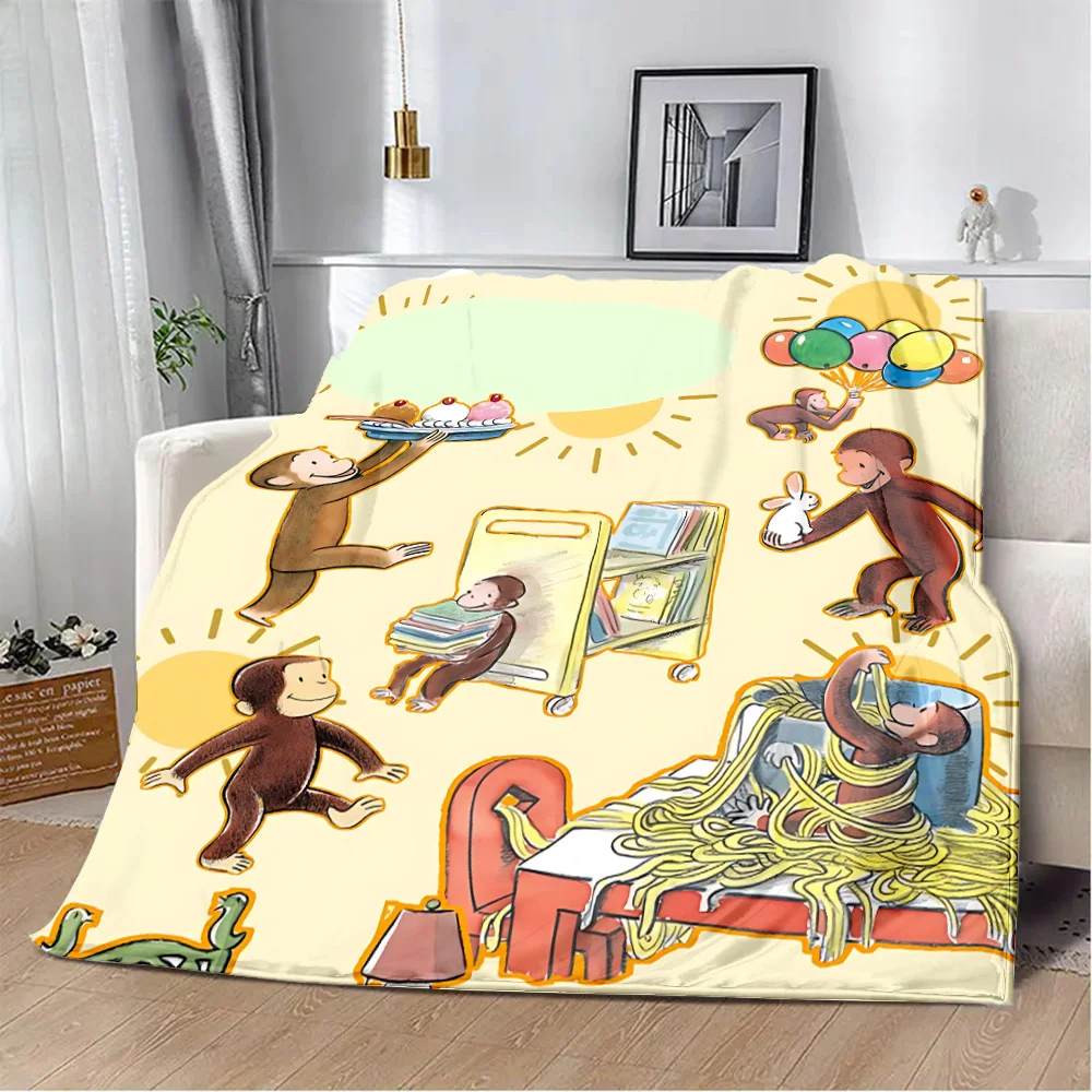 Cute Cartoon Curious George Printed Blanket Picnic Blankets Warm ...