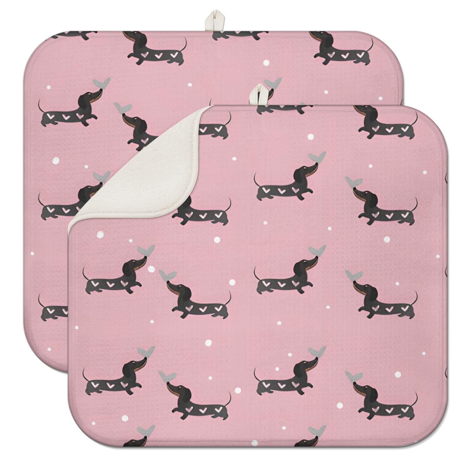Cute Cartoon Dachshund Dish Drying Mat for Kitchen 1 Pack, Ultra ...