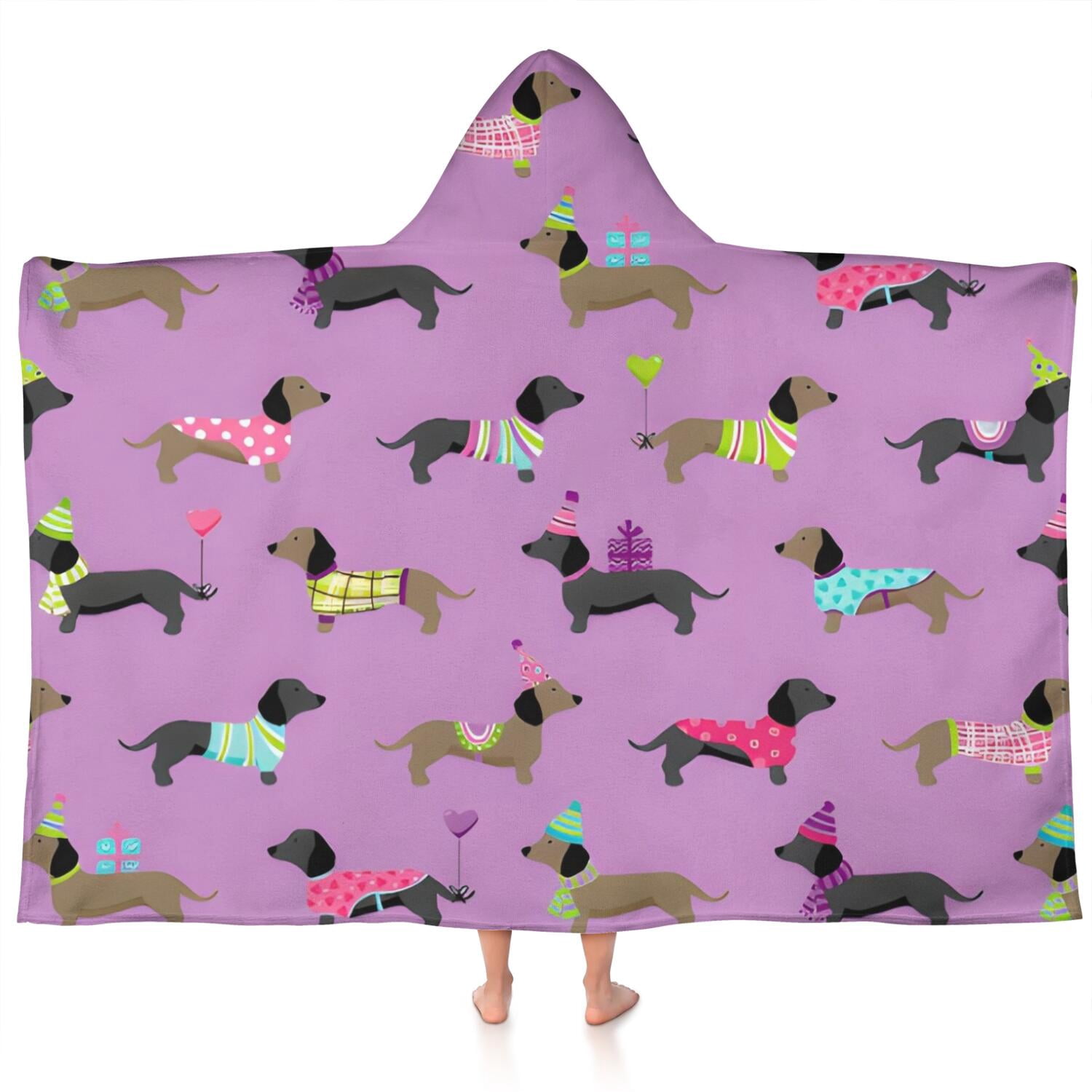 Cute Cartoon Dachshund Hooded Bath Towel，60"x35" for Ages 3 To 12 Kids ...