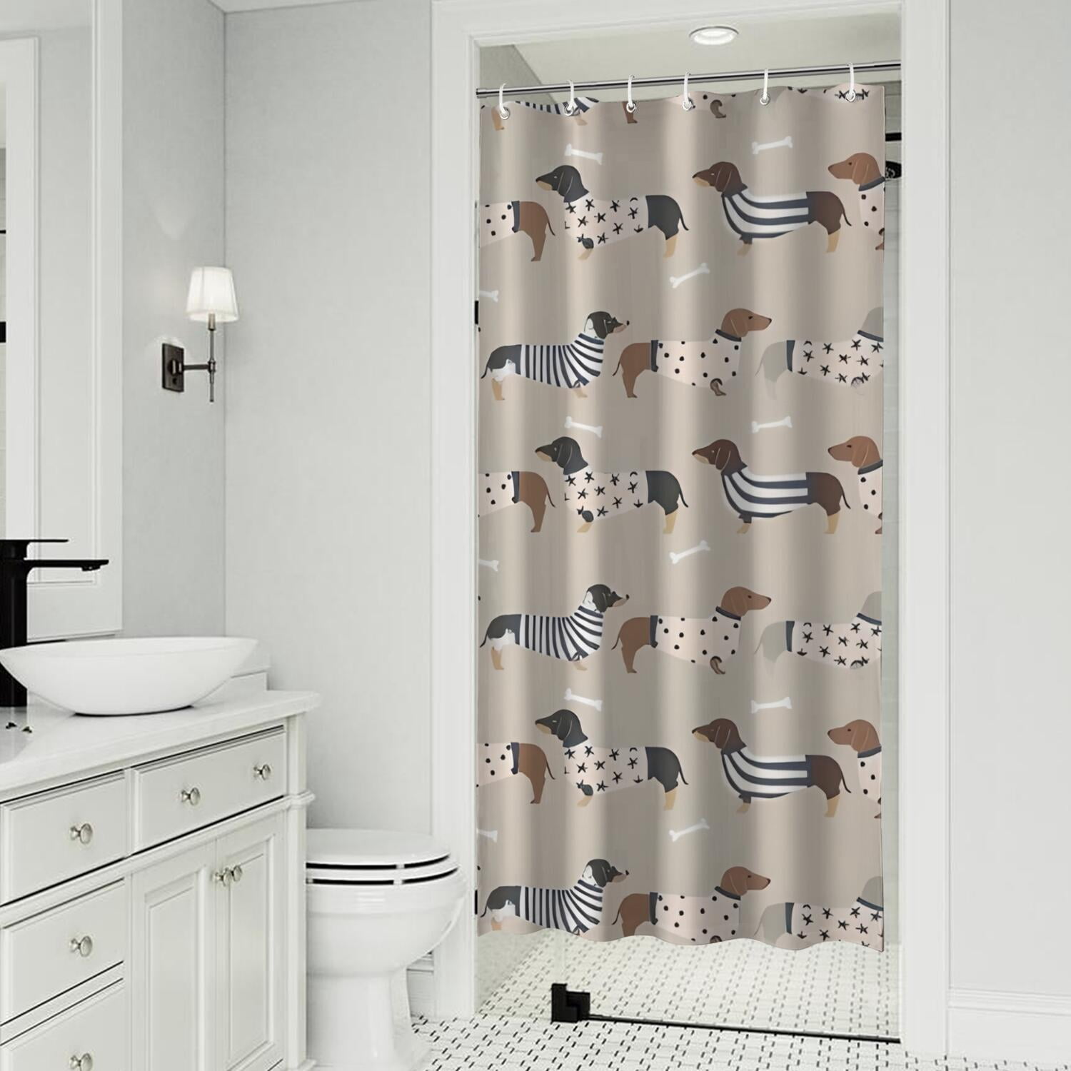 Cute Cartoon Dachshund Shower Curtain 36"x72" ,Bathroom Decorative ...