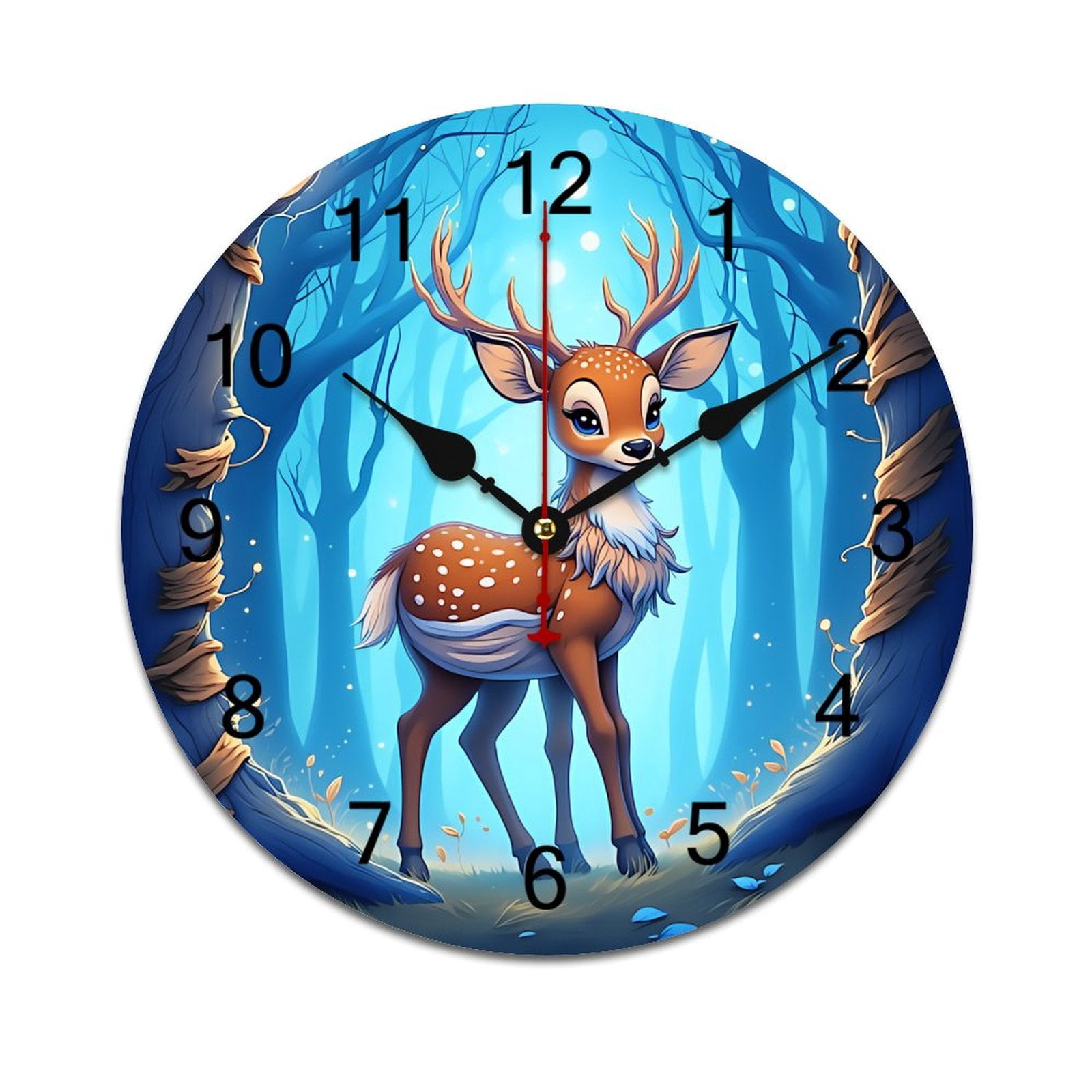 Cute Cartoon Deer Magical Forest with Flowers Word Saying Big Wall ...