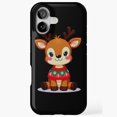 Cute Cartoon Deer in Cozy Sweater Holiday Family iPhone 17 16 15 14 13 ...