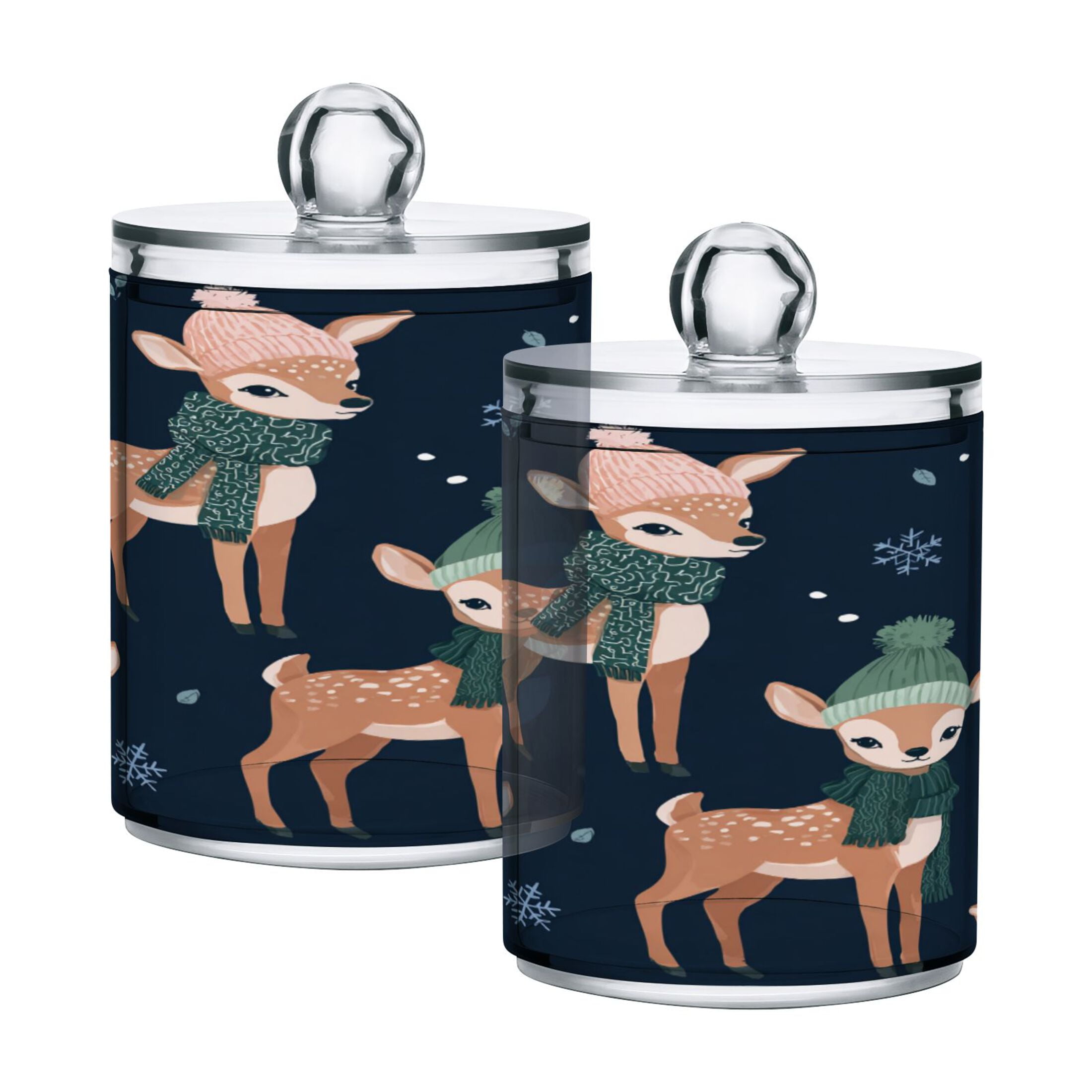 Cute Cartoon Deer with Christmas Hat Translucent Plastic Cans Storage ...