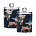 Cute Cartoon Deer with Christmas Hat Translucent Plastic Cans Storage ...
