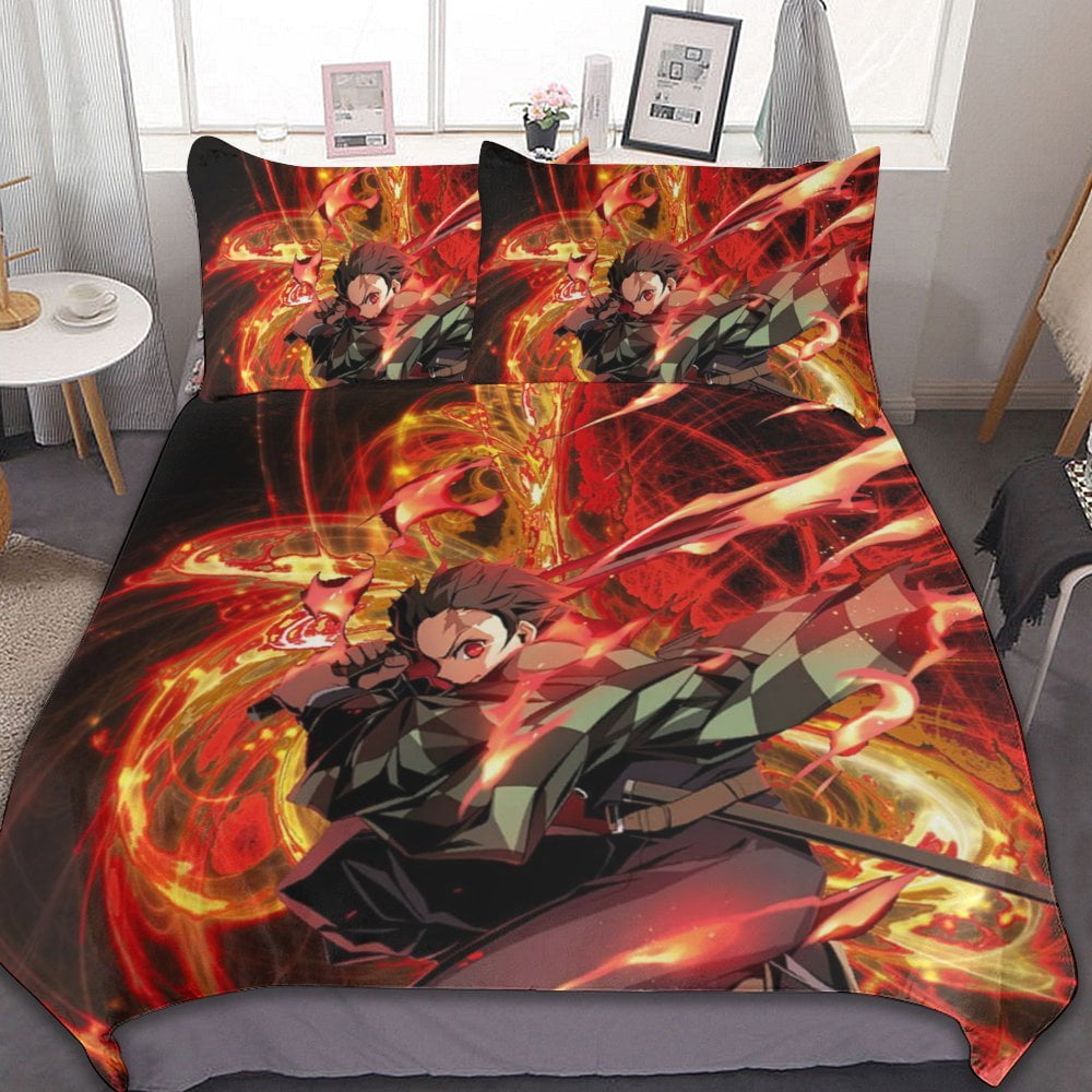 Cute Cartoon Demon Slayer Bedding Set Full Size Duvet Cover Set for ...