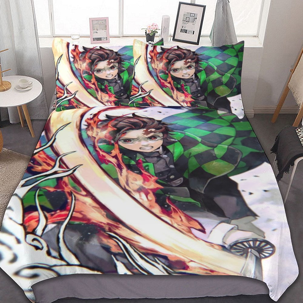 Cute Cartoon Demon Slayer Bedding Set Full Size Duvet Cover Set for ...