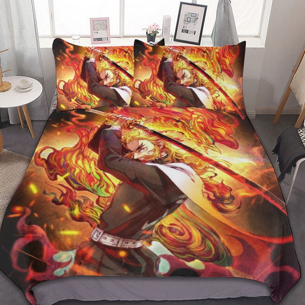 Cute Cartoon Demon Slayer Bedding Set Full Size Duvet Cover Set for ...