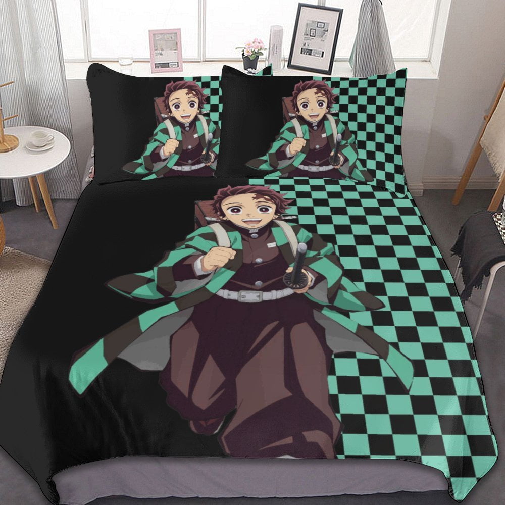 Cute Cartoon Demon Slayer Bedding Set Full Size Duvet Cover Set for ...