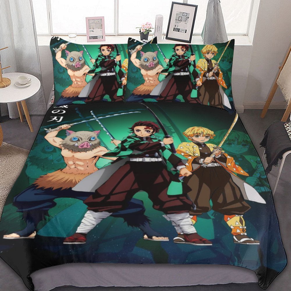 Cute Cartoon Demon Slayer Bedding Set Full Size Duvet Cover Set for ...