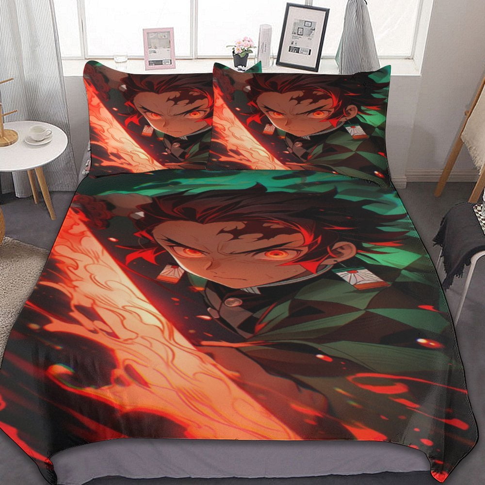 Cute Cartoon Demon Slayer Bedding Set Full Size Duvet Cover Set for ...