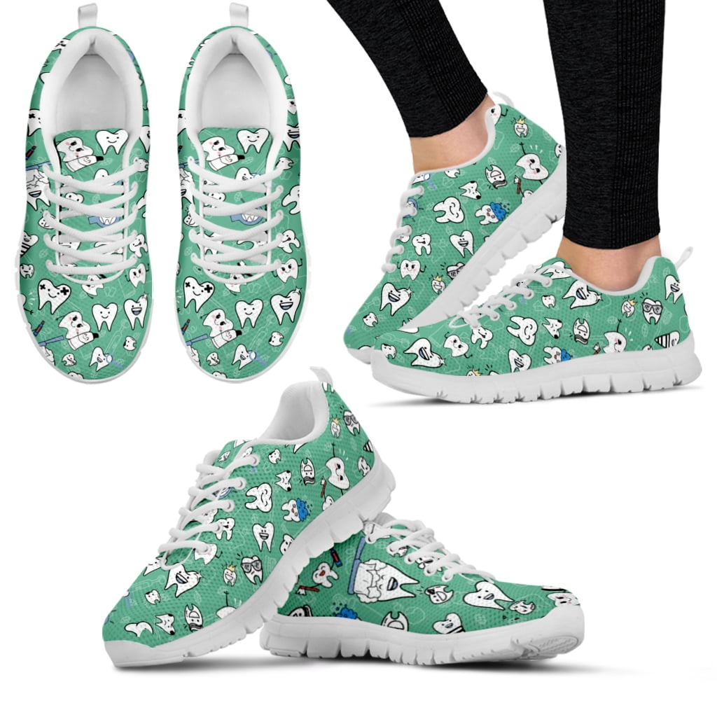 Cute Cartoon Dentist Tooth Cartoon Pattern Femme Flat Shoes Breathable ...
