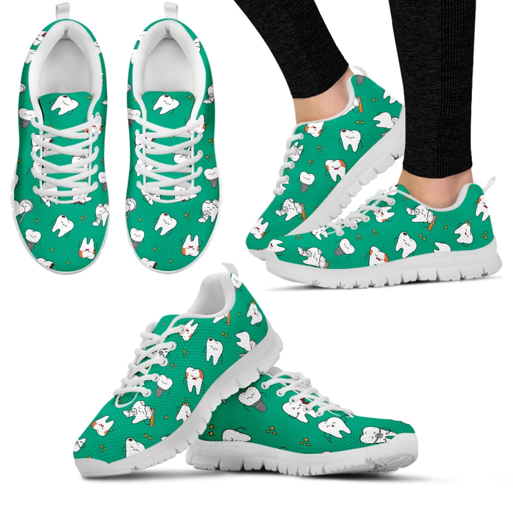 Cute Cartoon Dentist Tooth Cartoon Pattern Femme Flat Shoes Breathable ...