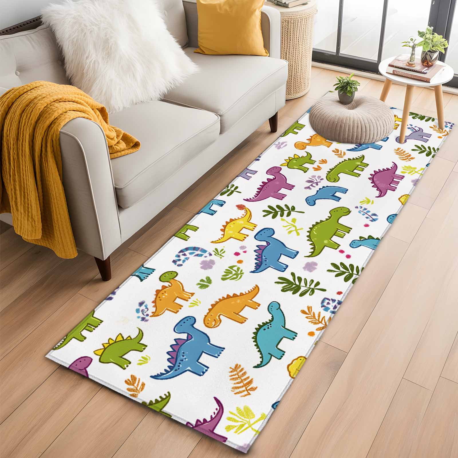 Cute Cartoon Dinosaur Runner Rug 2x6 FT,Non Slip Hallway Rugs,Green ...