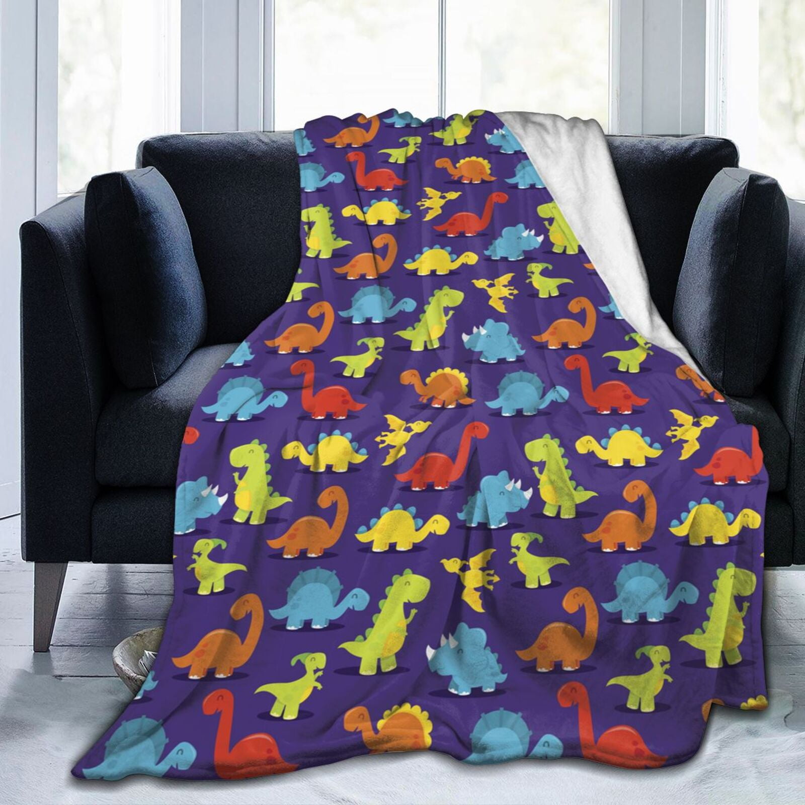 Cute Cartoon Dinosaur Throw Blanket Soft Cozy Warm Durable Fuzzy ...