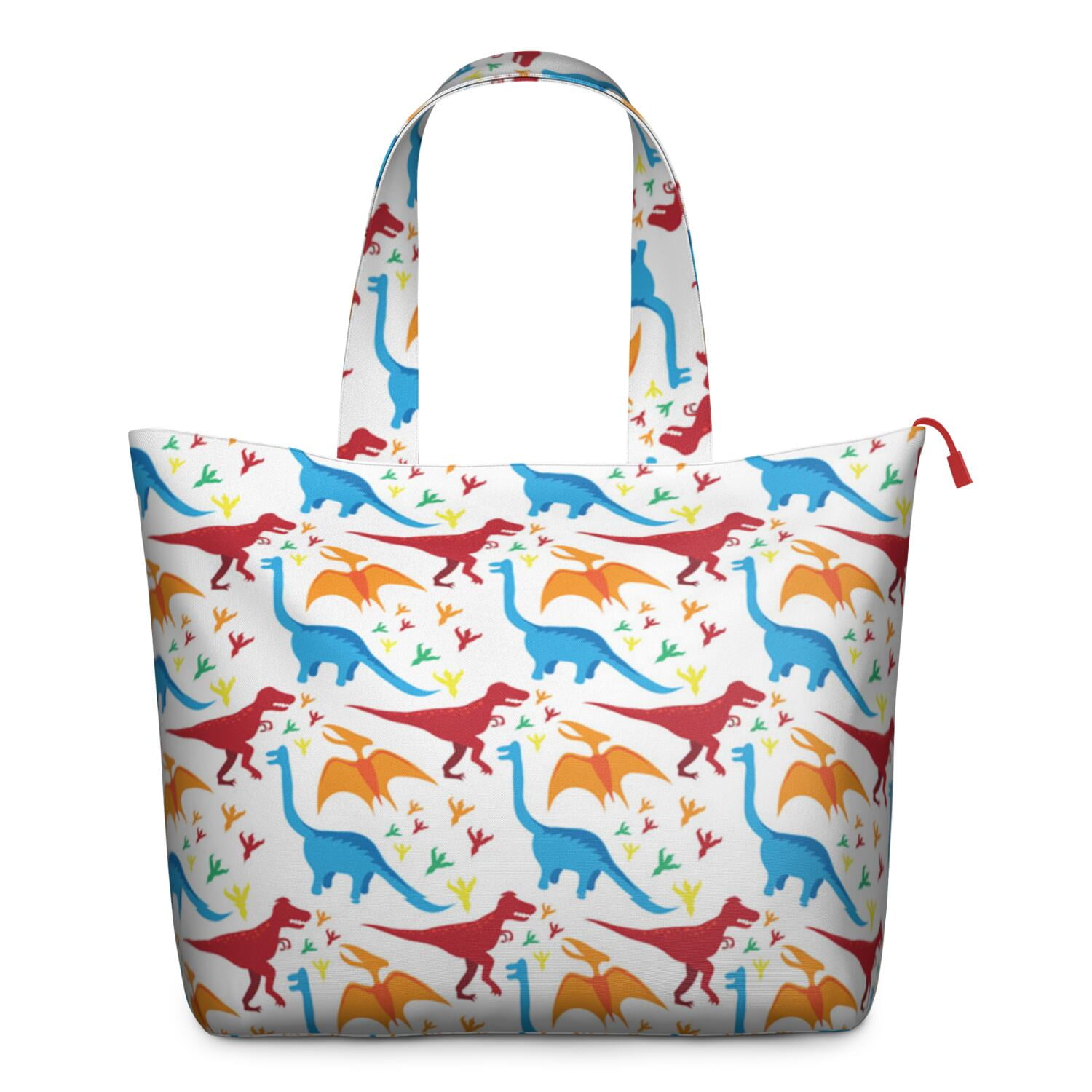 Cute Cartoon Dinosaur Travel Tote, Watercolor Roaring Dino Print Duffel ...