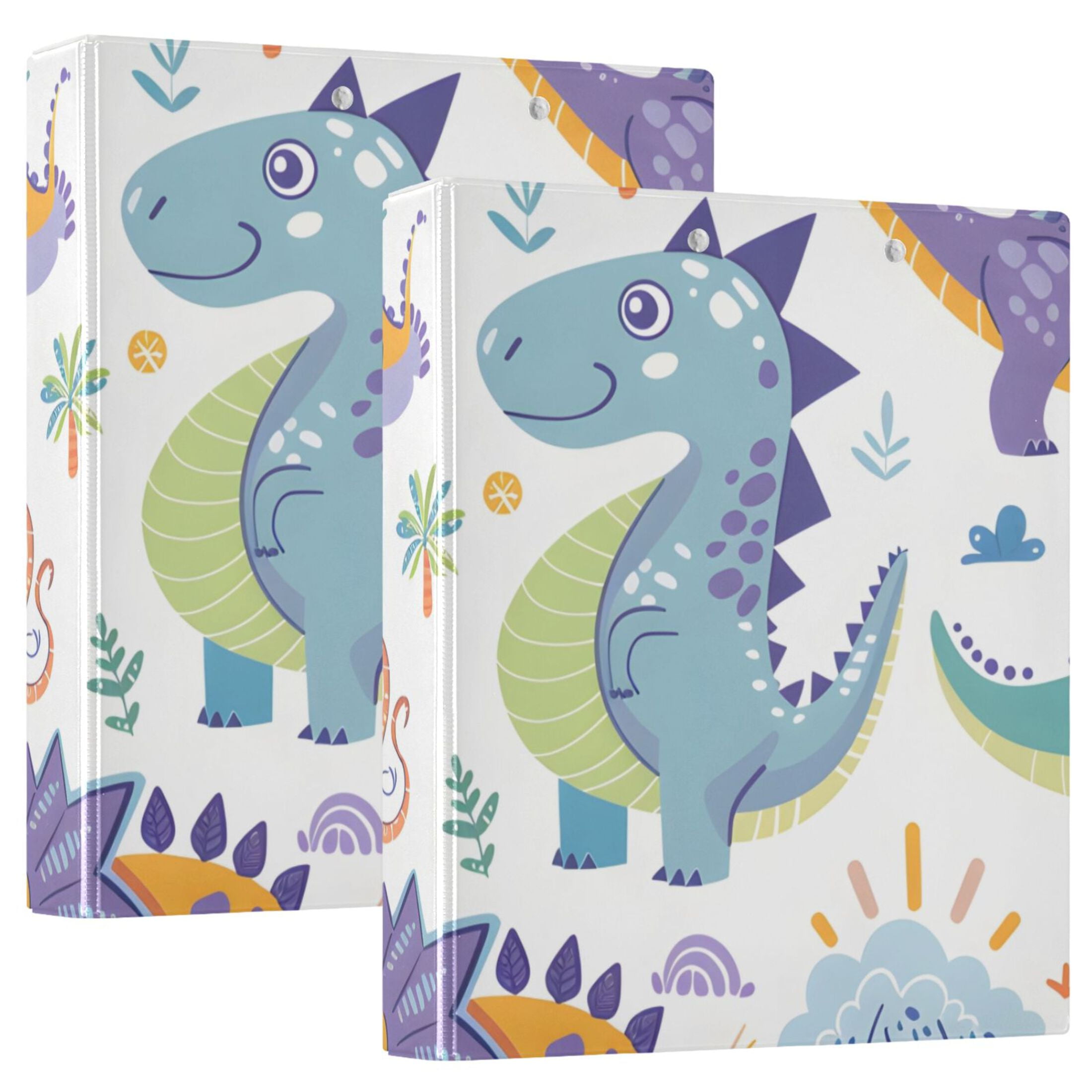 Cute Cartoon Dinosaurs 3 Ring Binders 1.5 inch Hardcover File Folders ...