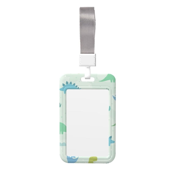 Cute Cartoon Dinosaurs Badge Holder with Lanyard ID Name Work Card Tag ...